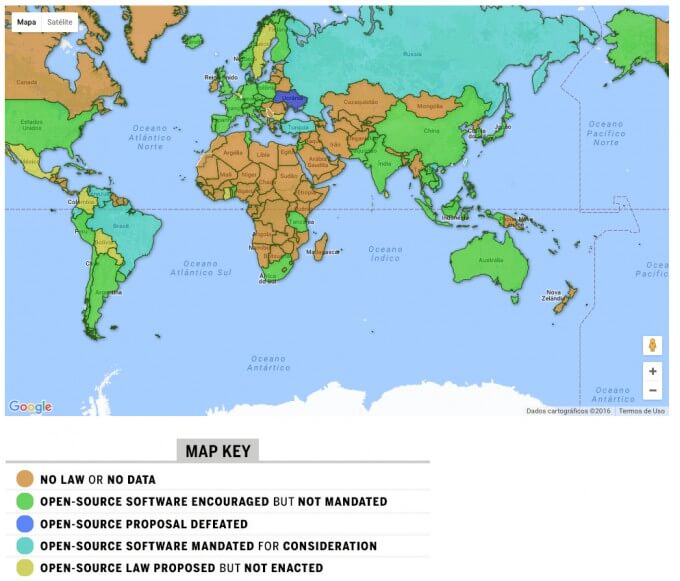 Mapa revela adoção de software open source nos governos de todo o mundo ...